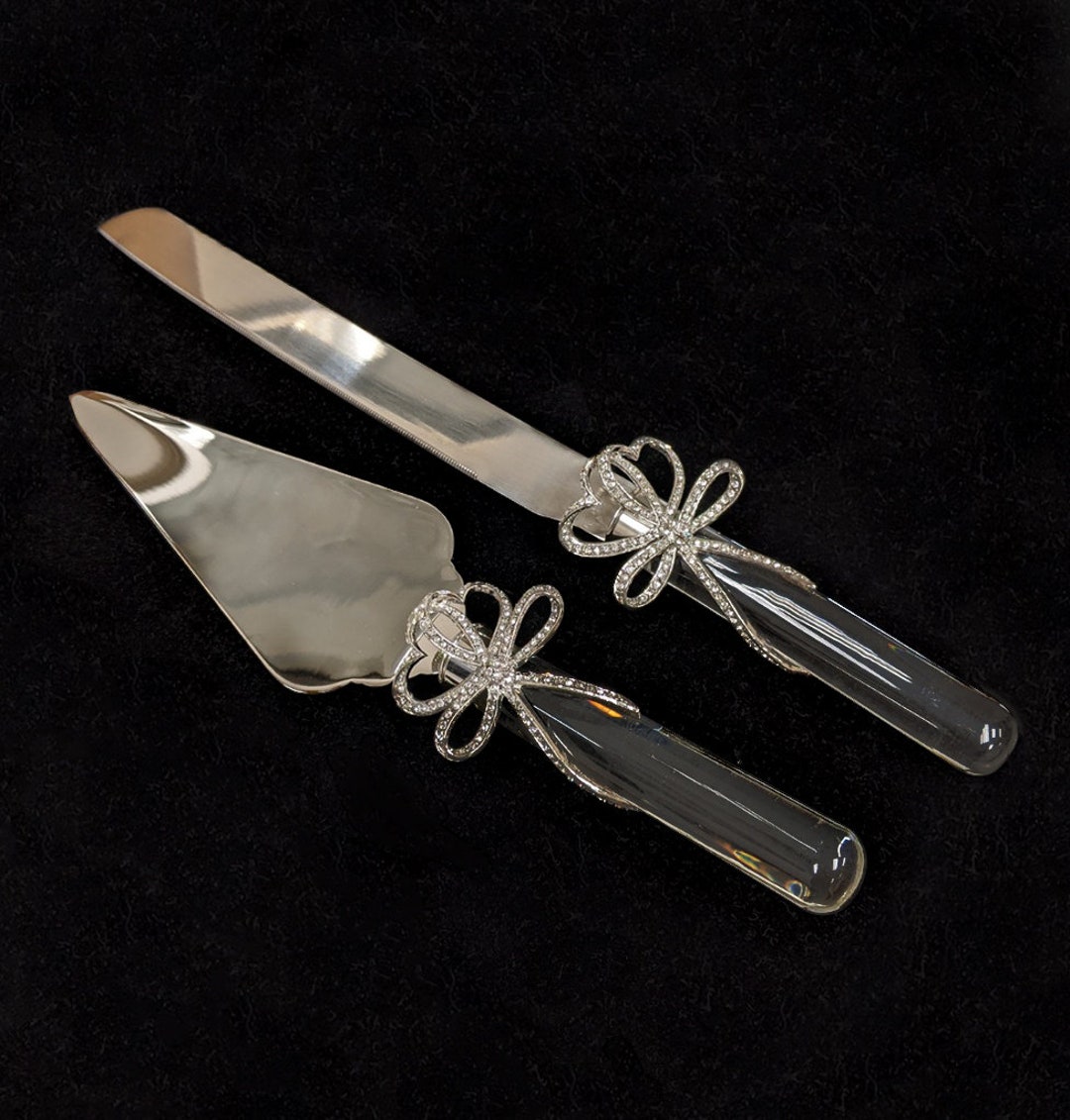 Cake Server Set With Crystal Bow Design - Etsy