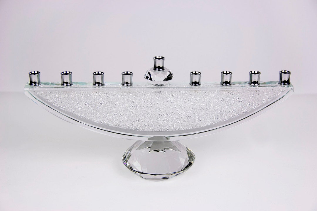 Crystal Menorah With Crystal Filled Base - Etsy