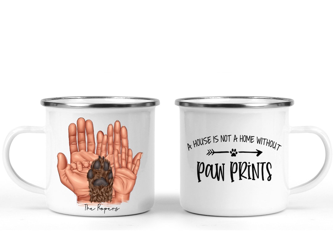 Personalized Pet Mug: Fur Family Paw Prints Enamel Mug - Etsy