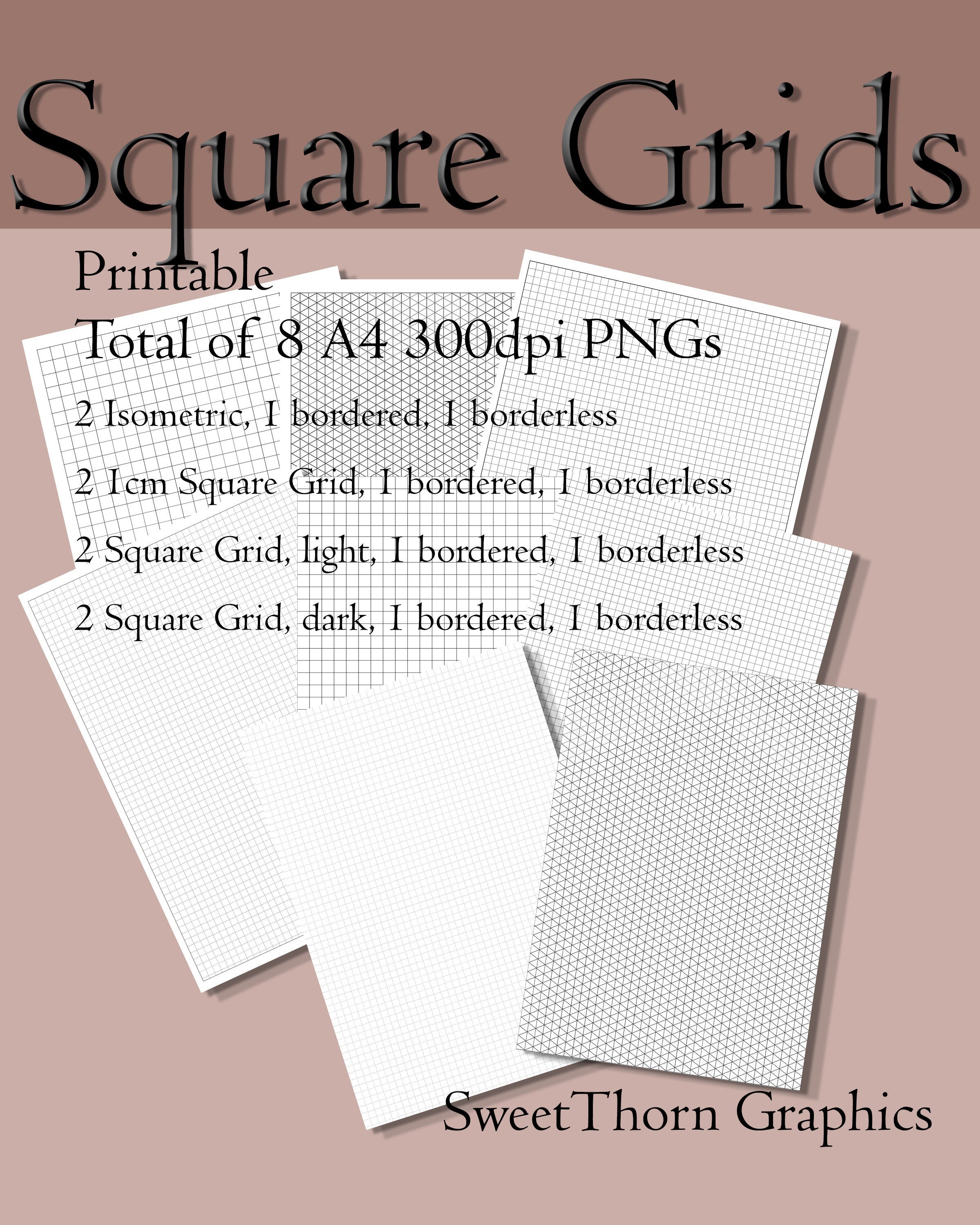 Square Grid A4 Printable PNG - Etsy