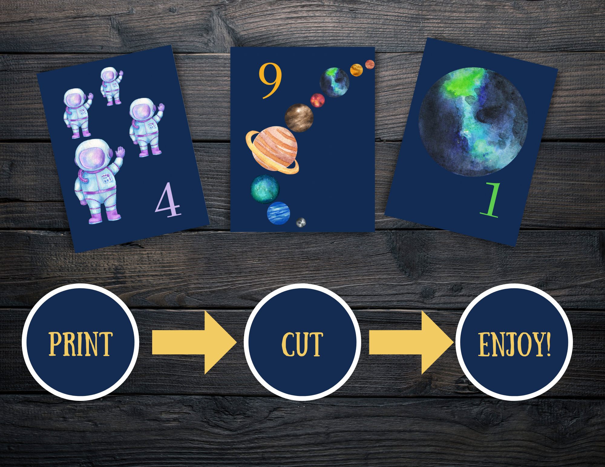 Space Counting Flash Cards | Printable | Digital Download | Learning ...