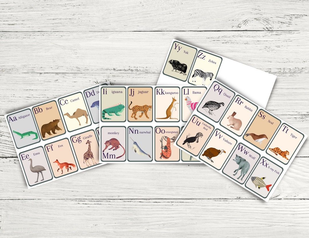 Animal Alphabet Flash Cards | Printable - Etsy