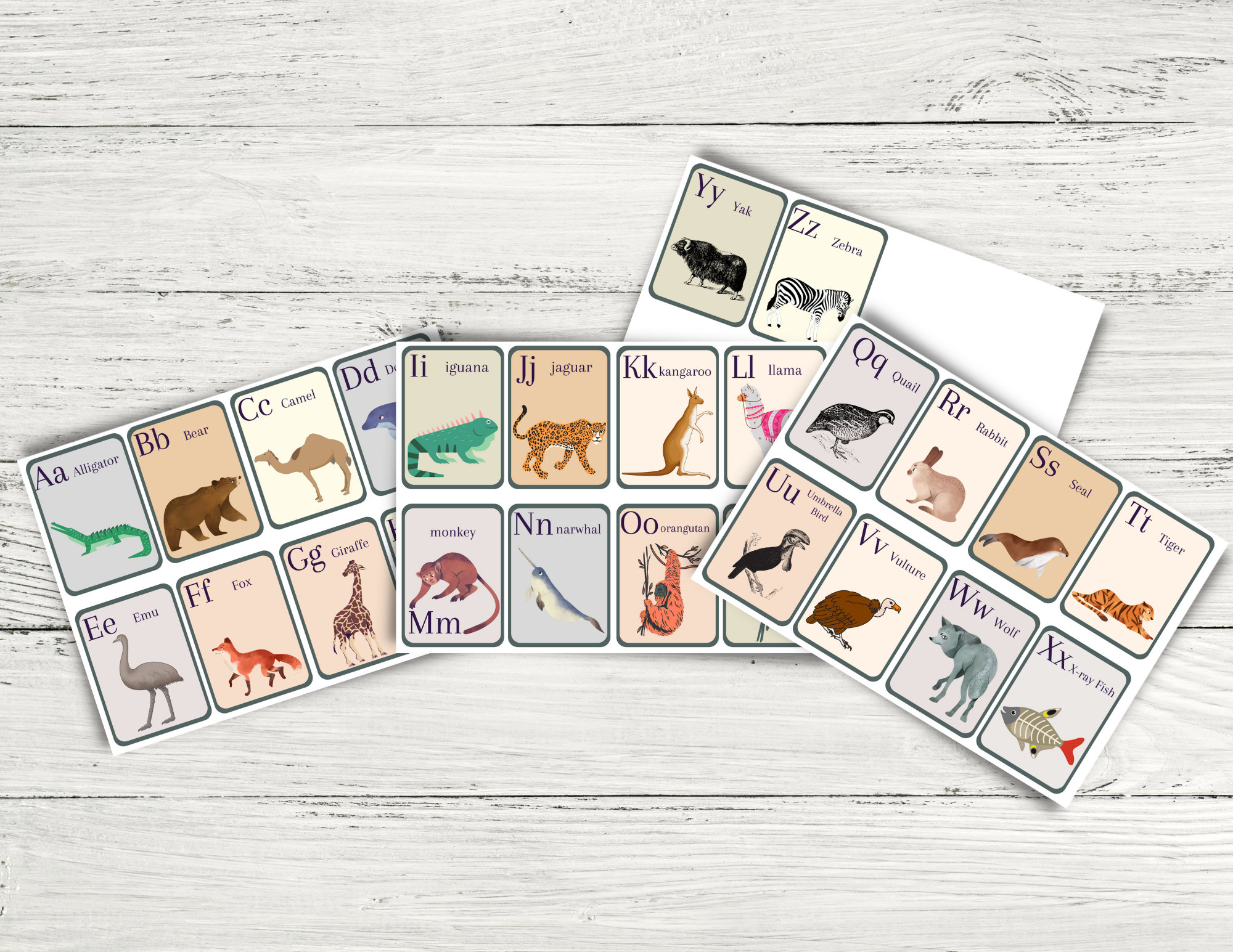Animal Alphabet Flash Cards | Printable - Etsy