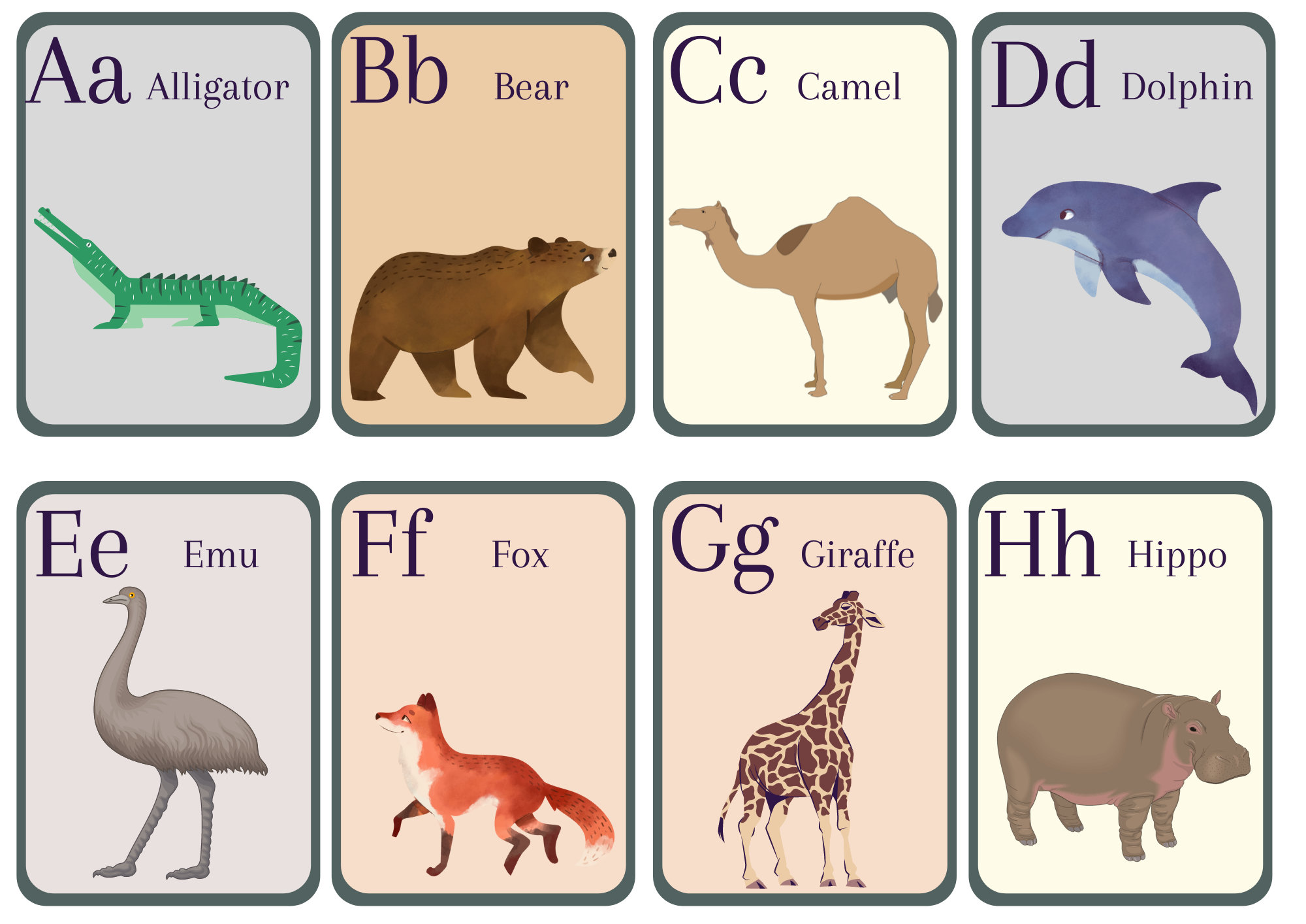 Animal Alphabet Flash Cards | Printable - Etsy