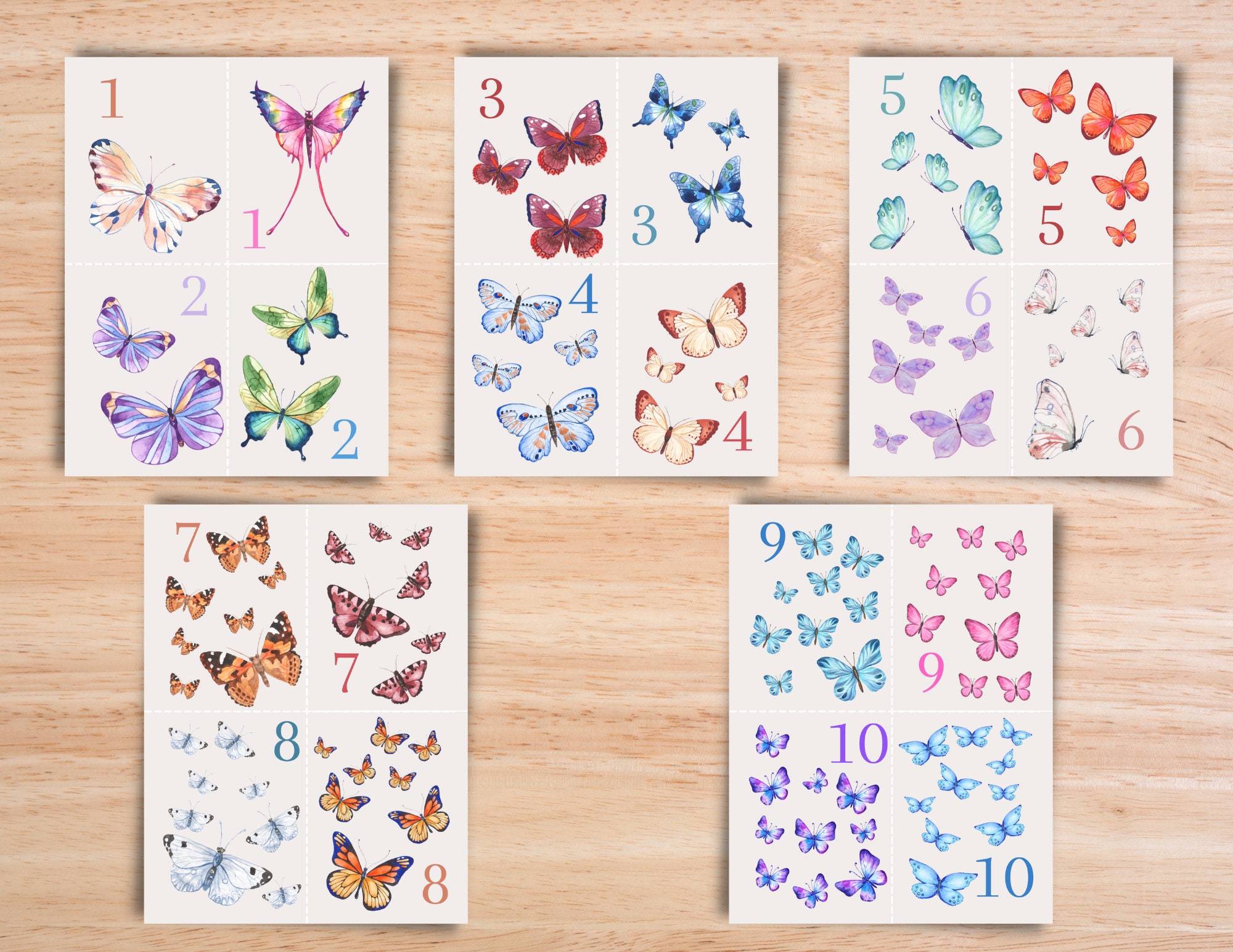 Butterfly Counting Flash Cards | Butterflies | Printable Flash Cards ...