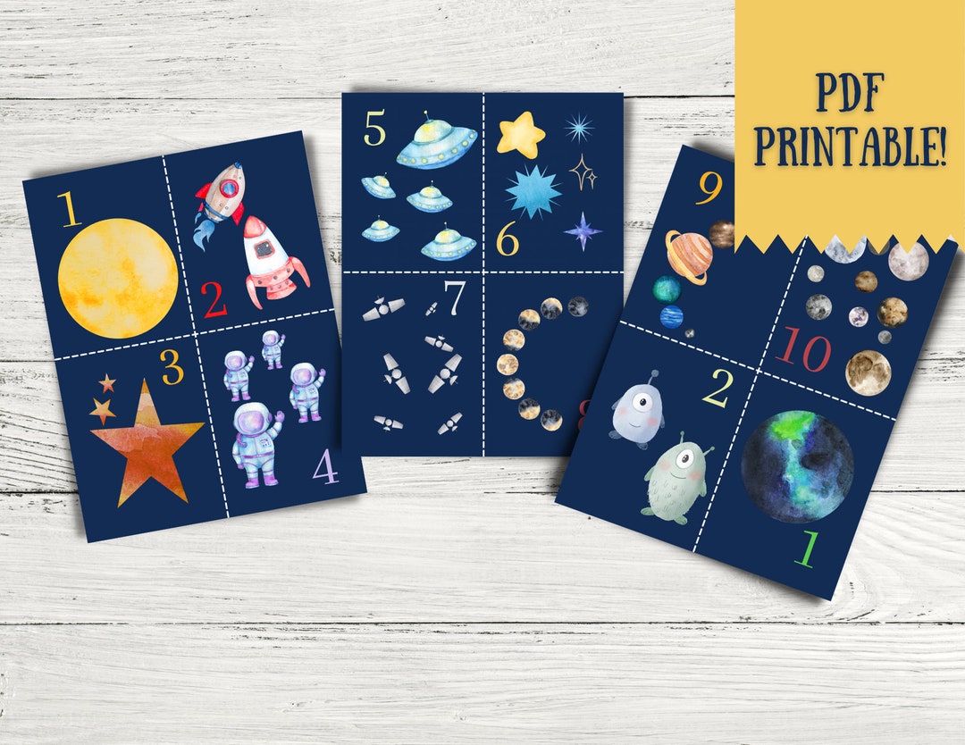 Space Counting Flash Cards | Printable | Digital Download | Learning ...