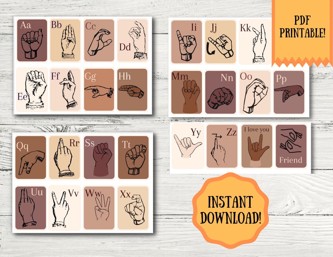 Sign Language Alphabet Flash Cards | Printable | Educational Flash ...