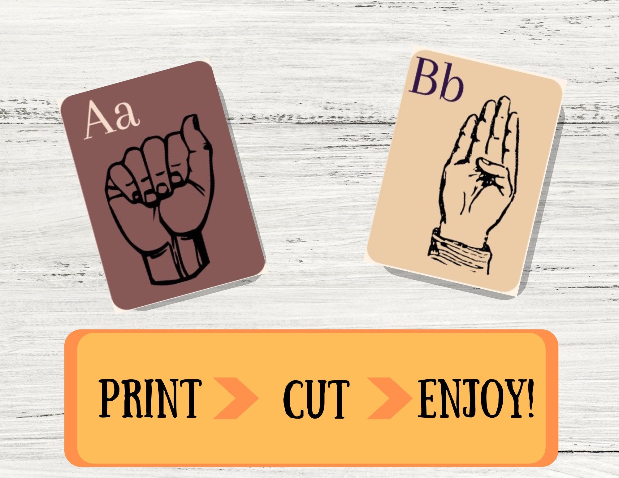 Sign Language Alphabet Flash Cards Printable Educational - Etsy