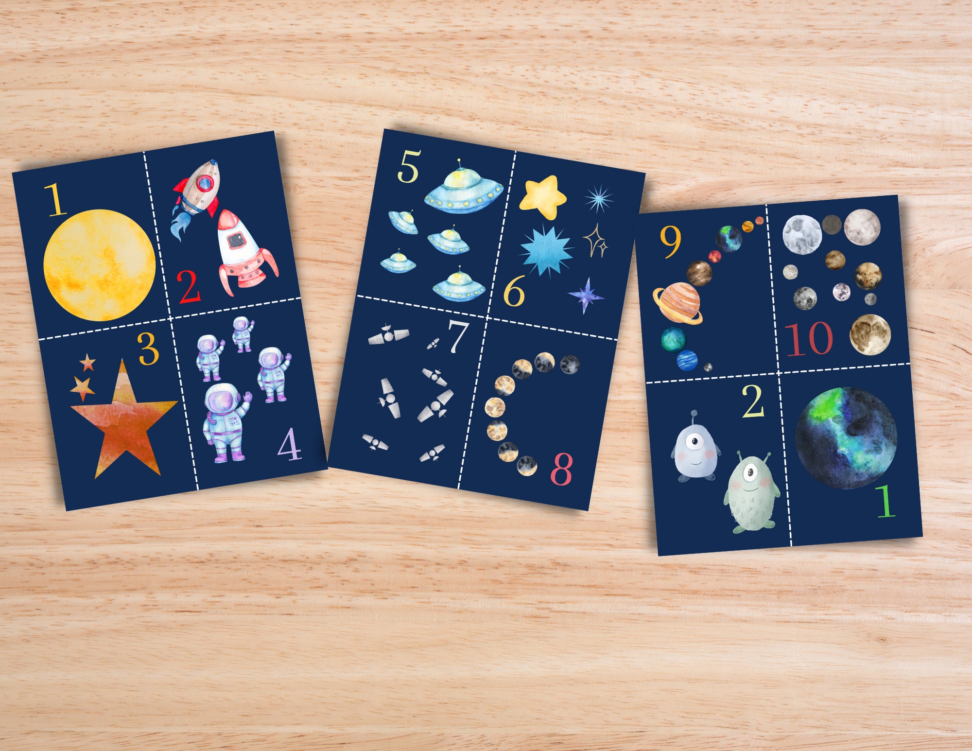 Space Counting Flash Cards | Printable | Digital Download | Learning ...
