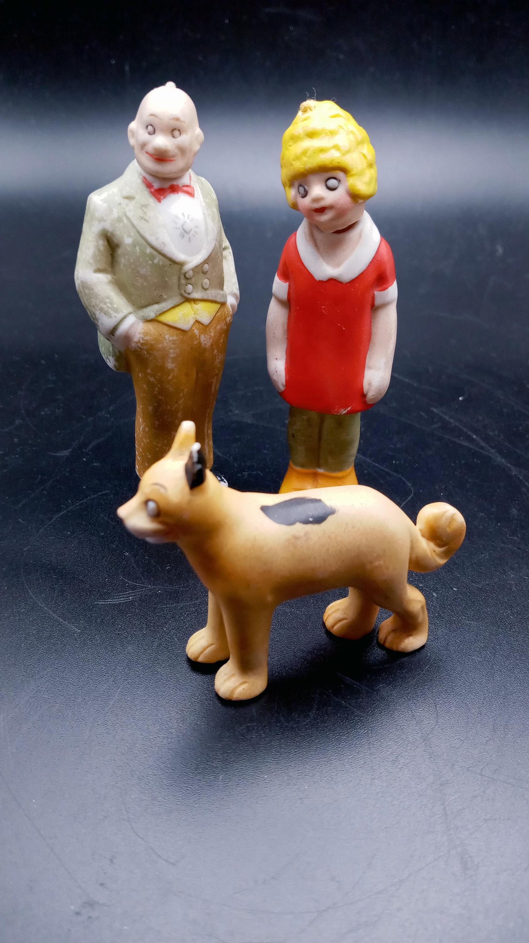 Reserved for Judy! Vintage Little Orphan Annie Bisque Nodder Set: Annie ...