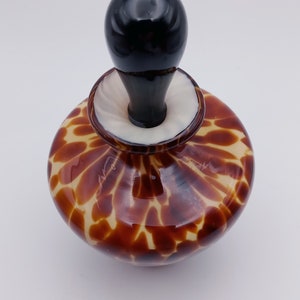 Tortoise Shell Blown Glass Perfume Bottle, Black Stopper, Murano Style ...