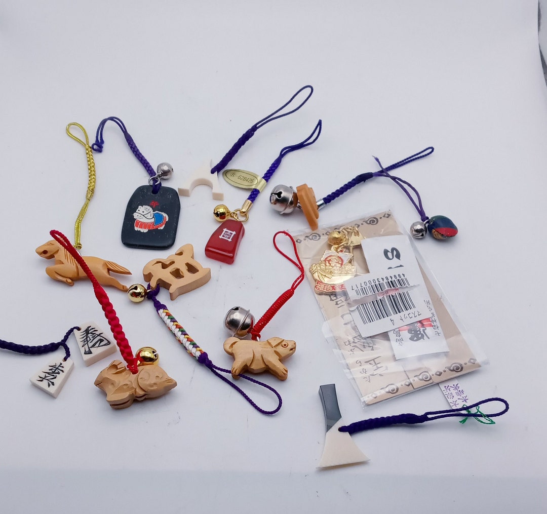 Set of 12 Vintage Japanese Good Luck Charms for Phone, Purse, Back Pack ...