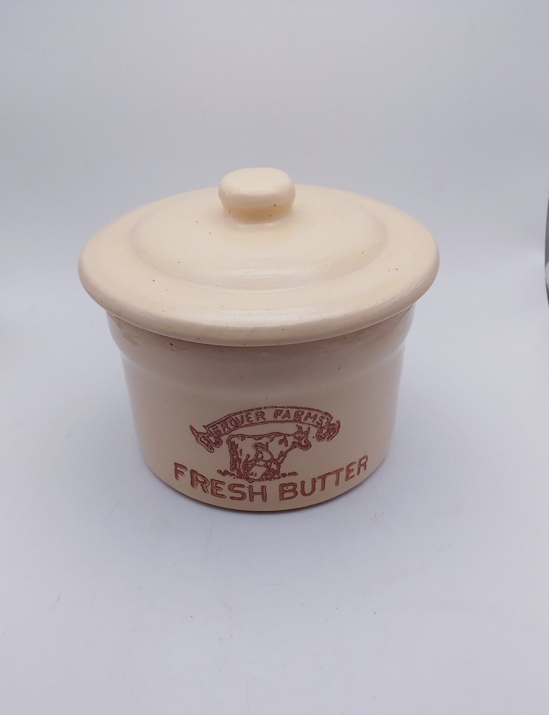 Grover Farms Fresh Butter Crock Number 1, Lid is Marked 1/4, Milkmaid ...