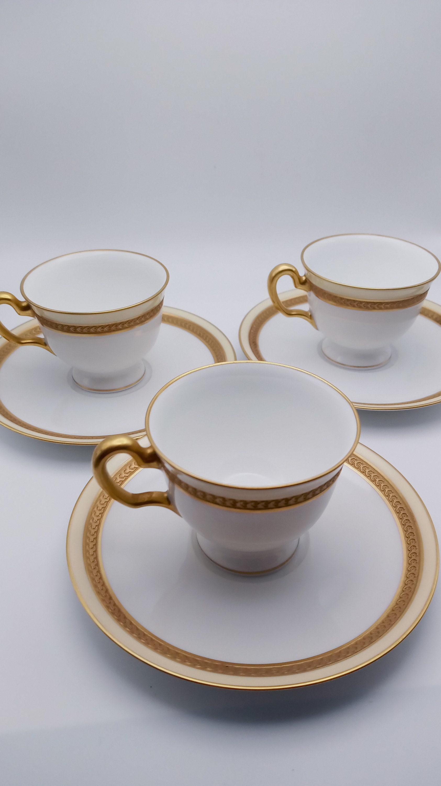 Okura "crown" Tea Cup and Saucer: Gold Encrusted Porcelain, Demitasse ...