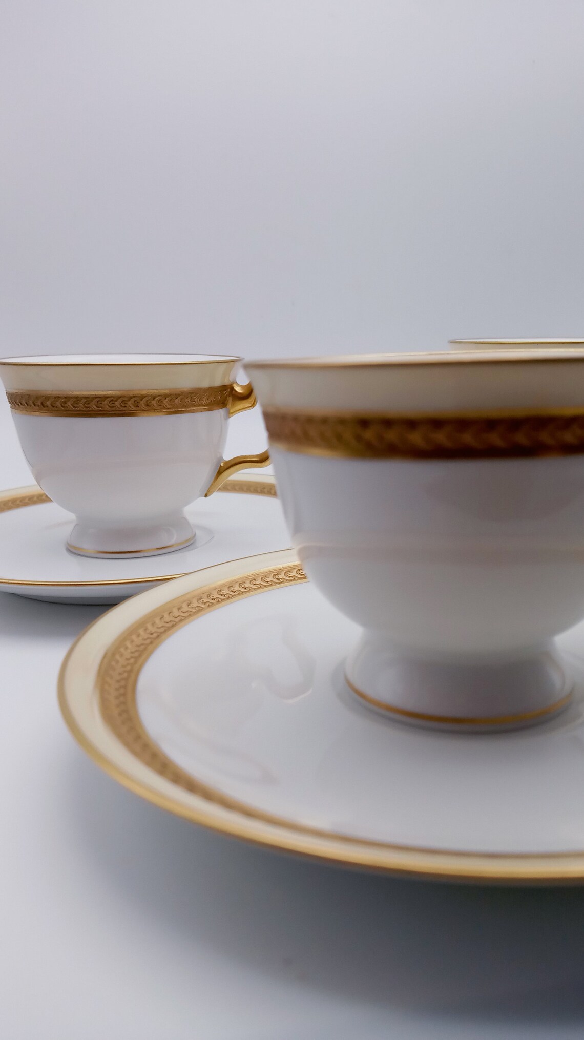 Okura "crown" Tea Cup and Saucer: Gold Encrusted Porcelain, Demitasse ...