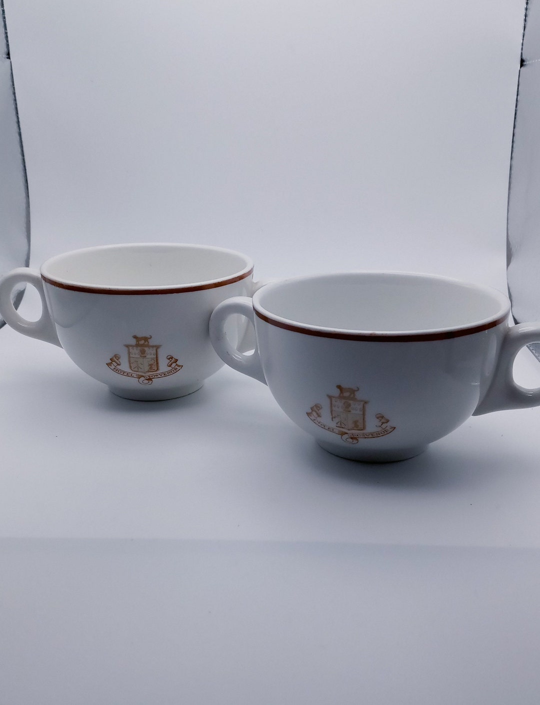 Maddock England Double Handled Soup Cups Hotel Grosvenor, Vitrified ...