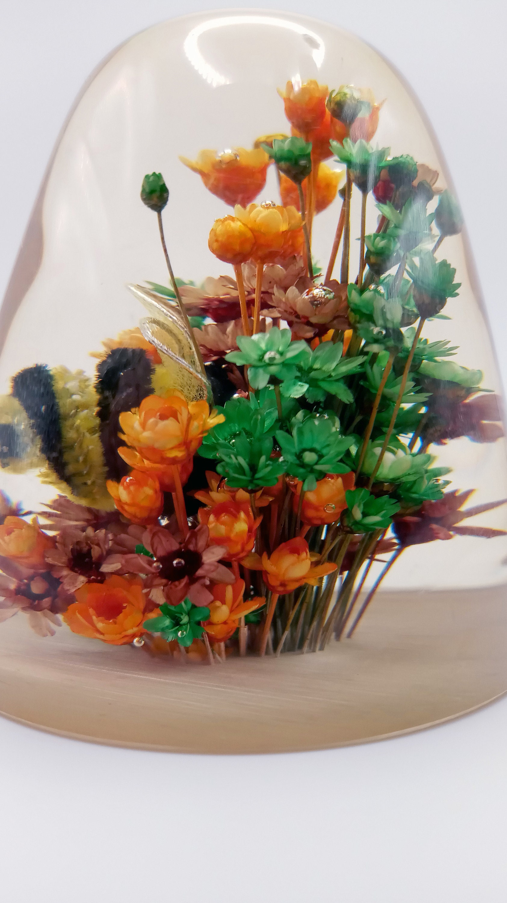 Paperweights Collectibles Daisyglas Company Dried Flowers and Faux Bee ...