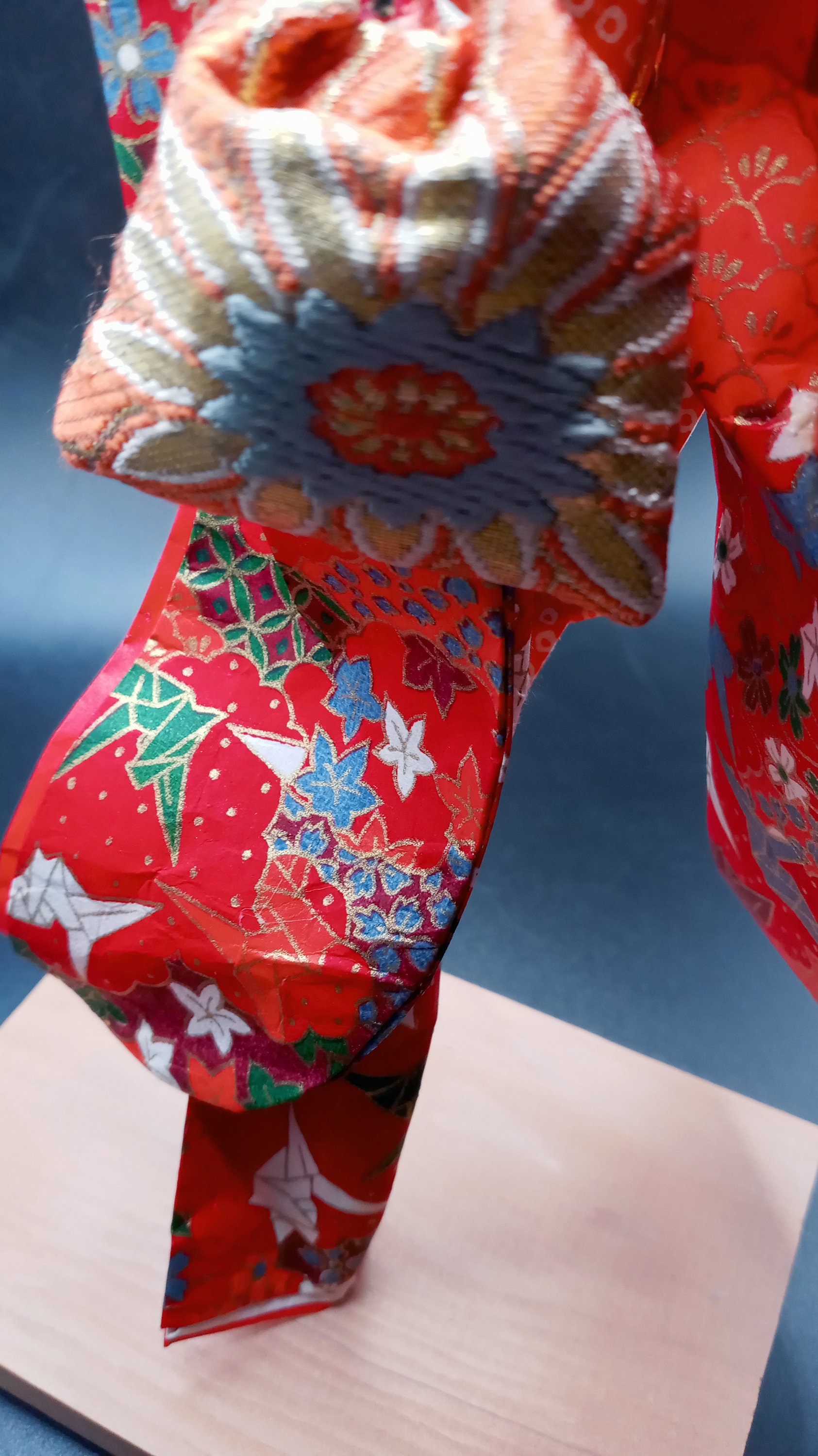 Washi Ningyo, Geisha Doll, Japanese Origami Paper Doll on Stand ...