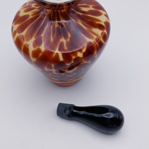 Tortoise Shell Blown Glass Perfume Bottle, Black Stopper, Murano Style ...