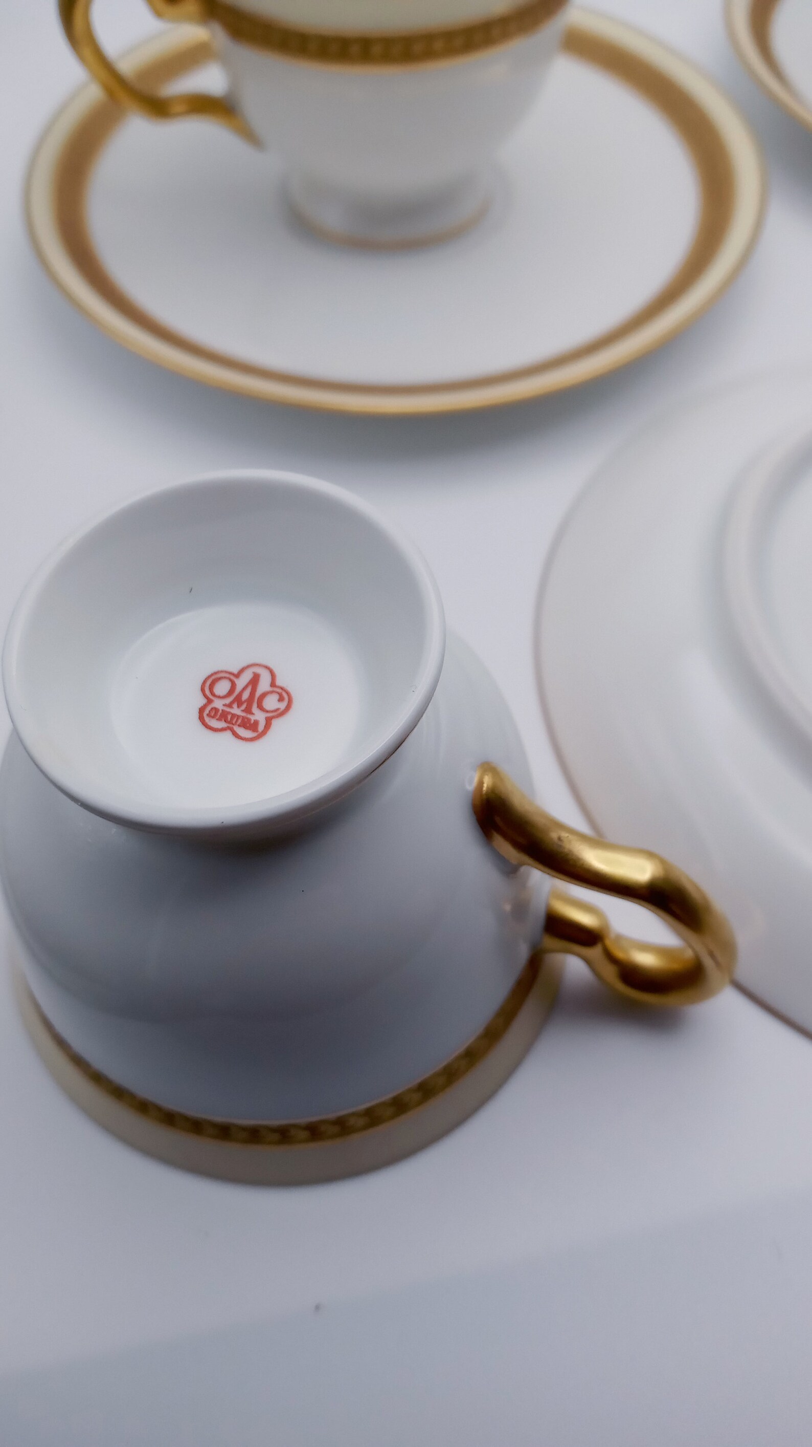 Okura "crown" Tea Cup and Saucer: Gold Encrusted Porcelain, Demitasse ...