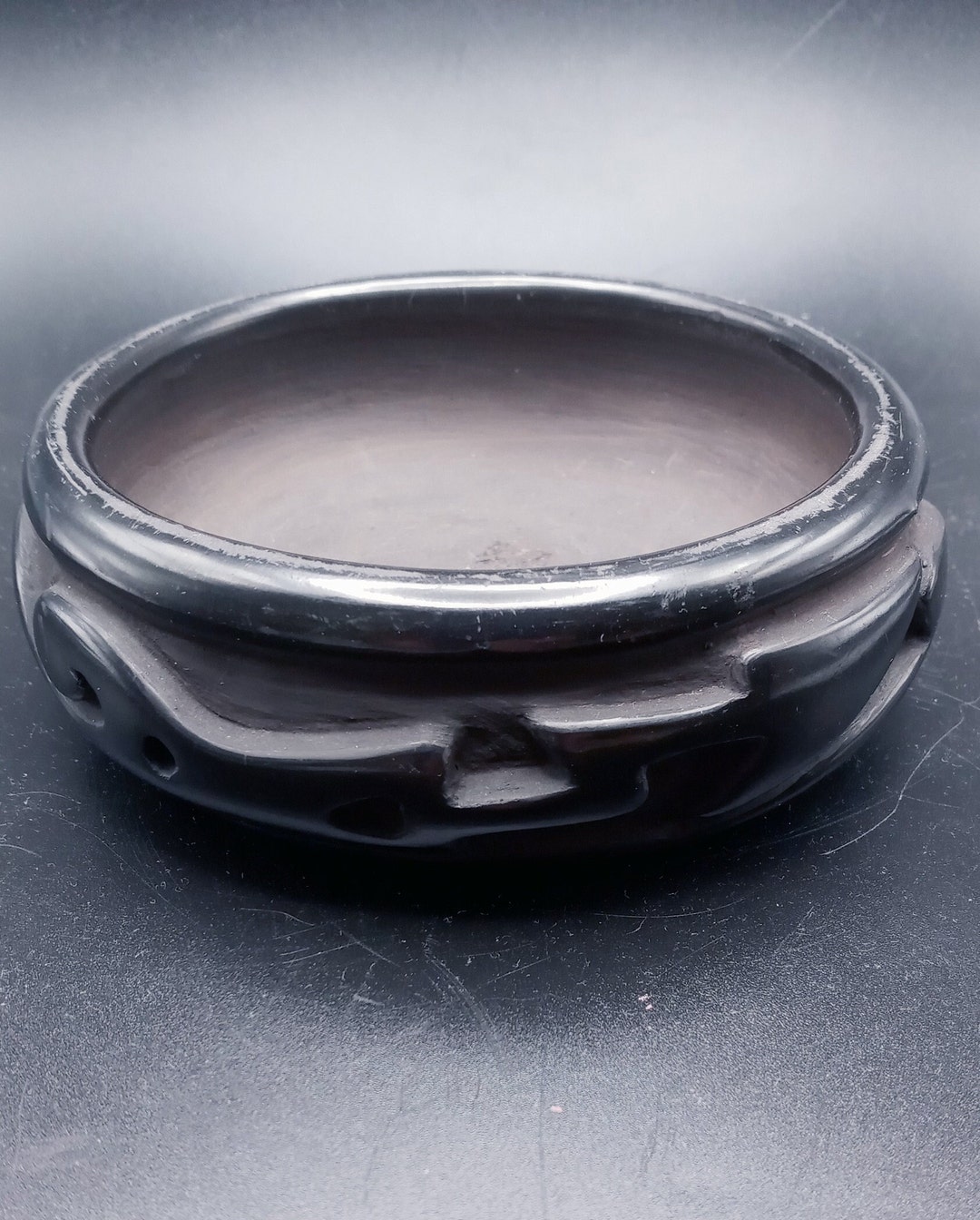 Helen Shupla (1918-1985), Deeply Carved, Avanyu, Low Bowl, Santa Clara ...