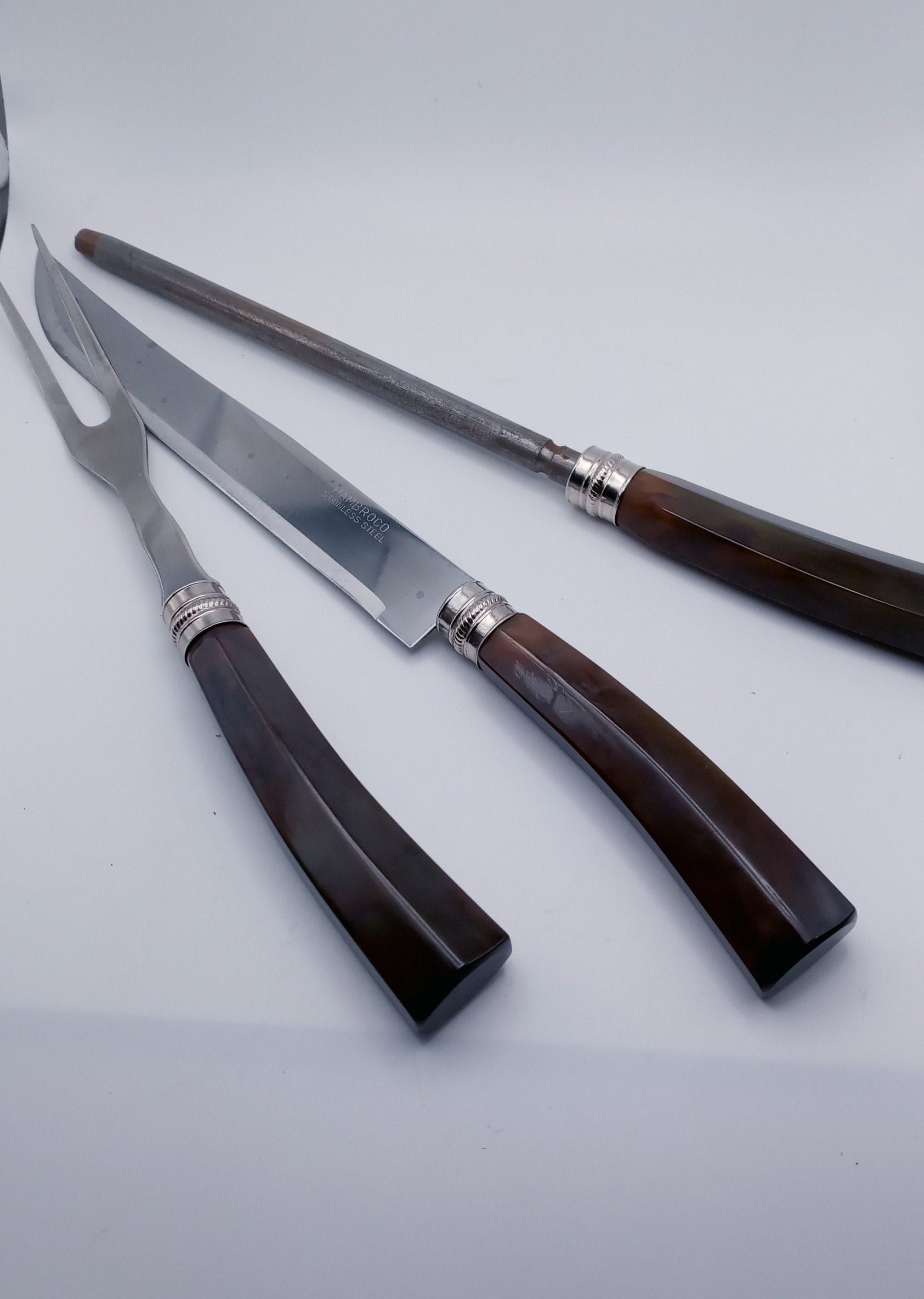 5 Piece Bakelite Handled Set: Mid Century Hambroco Carving Set ...