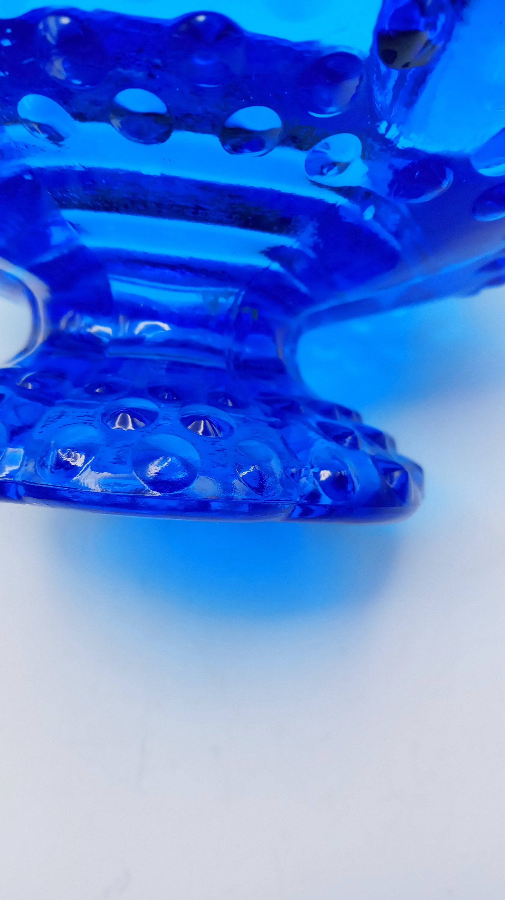 Striking Blue Fenton Hobnail Glass Centerpiece, Console Bowl, Multiple ...