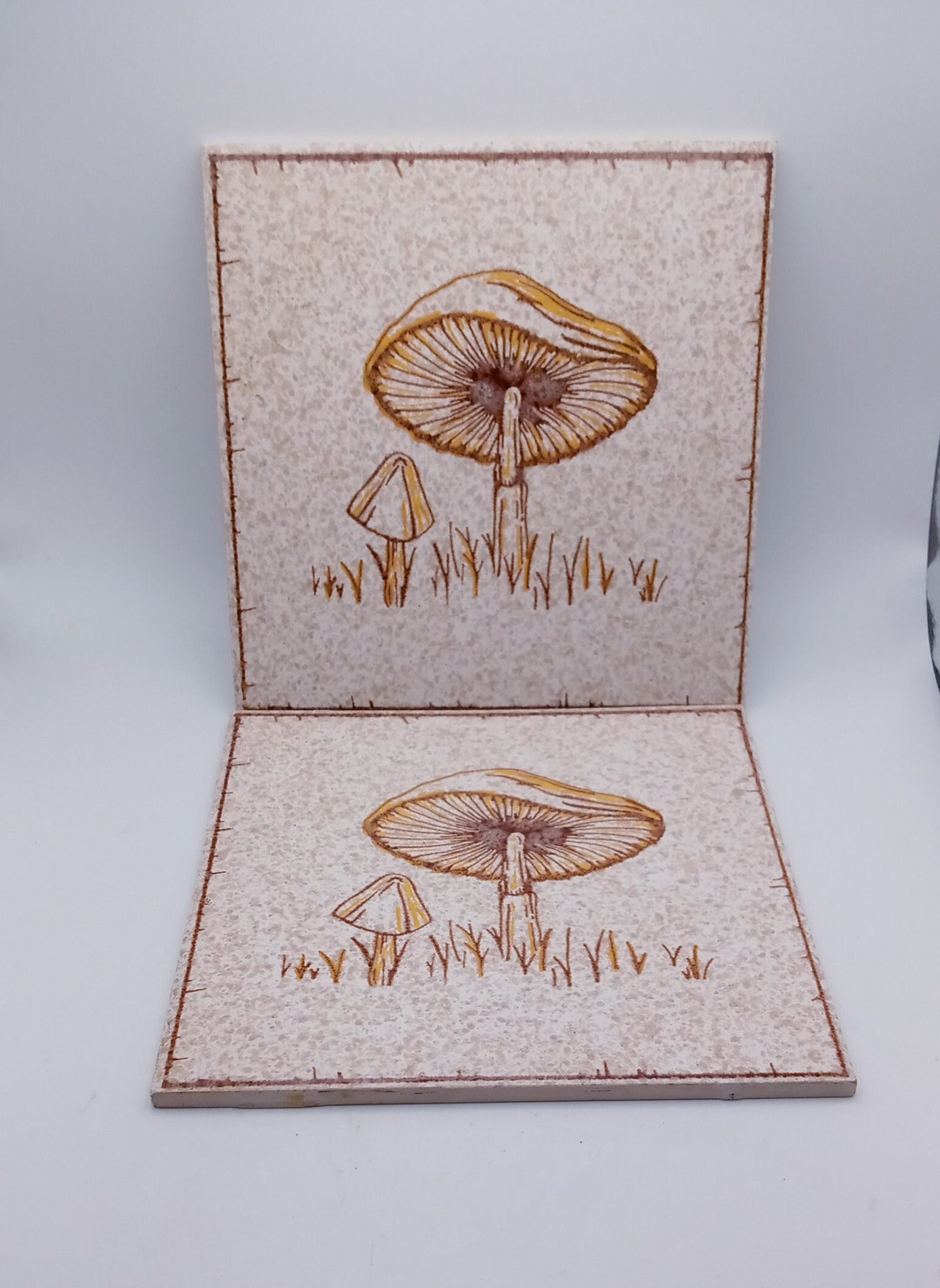 Mushroom Tiles by H & R Johnson Ltd, England, 6 X 6, Set of 2, 1960s - Etsy