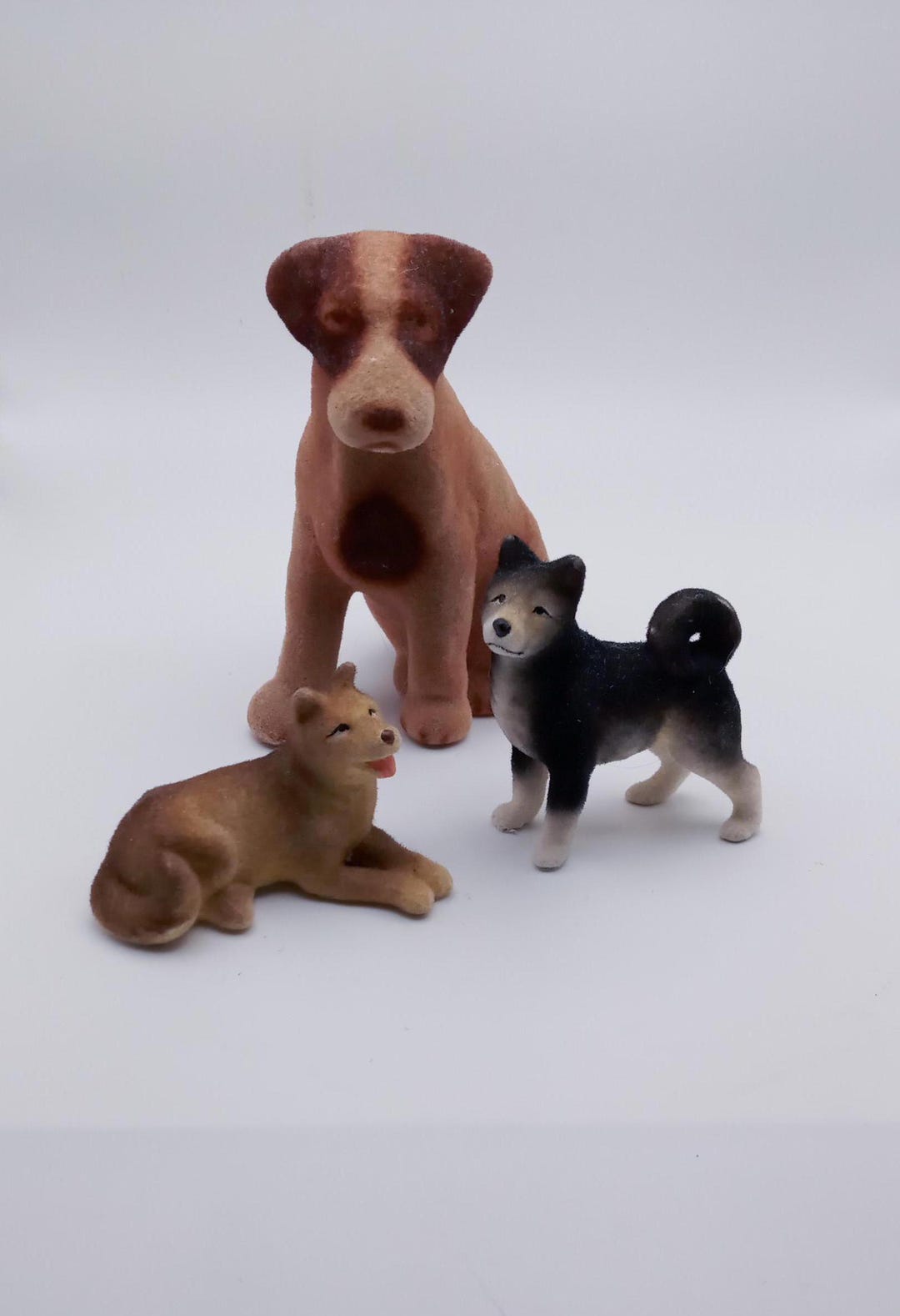Flock Covered Ceramic Dog Figurines, 1950s-1960s Japanese Ceramic Dogs ...