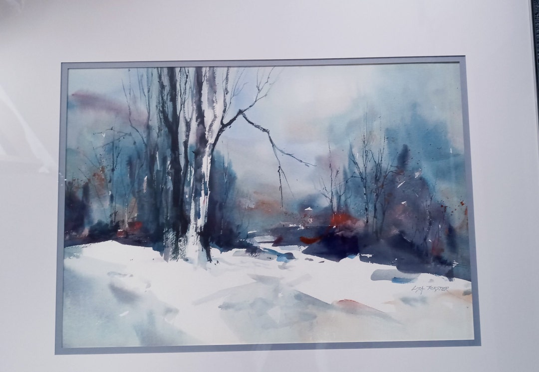 Winter Forest Watercolor Painting: Signed Lisa Forster Landscape Art - Etsy