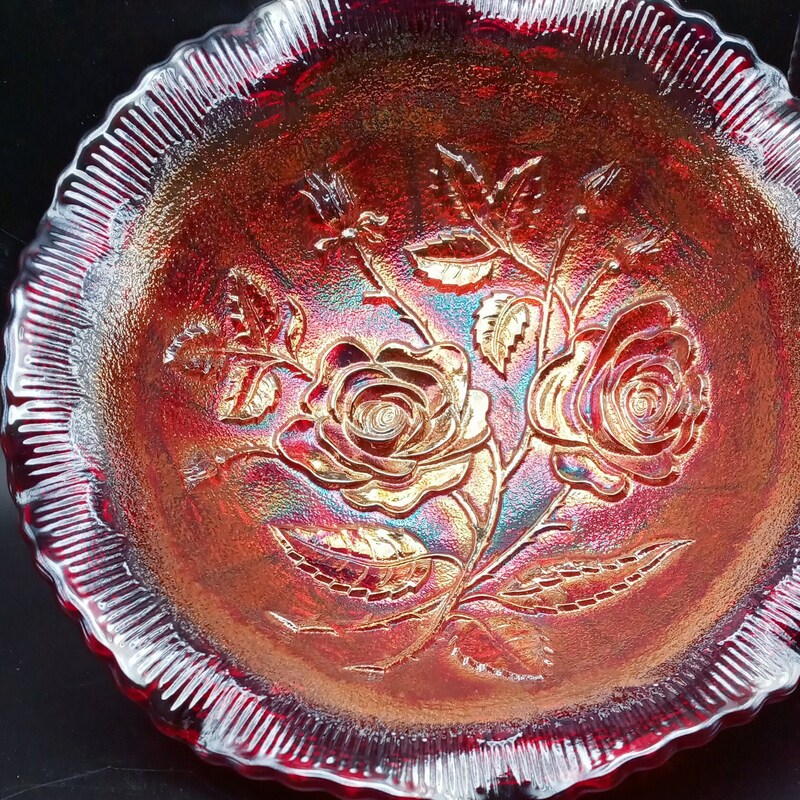 Red Carnival Glass - Etsy
