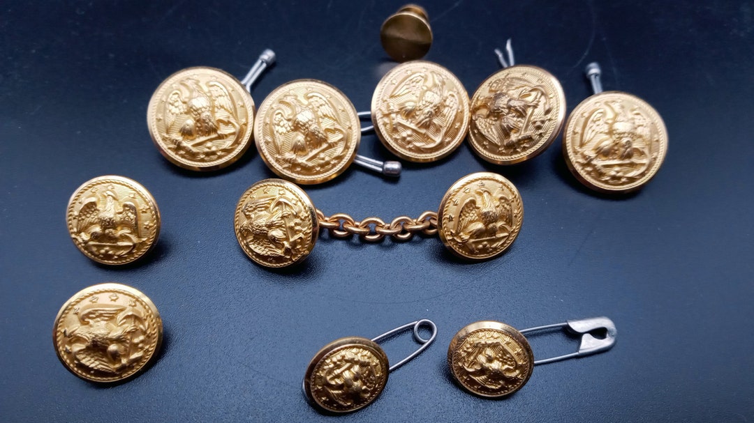 US Navy 24k Gold Plated Buttons Set of 9 and 2 Chained - Etsy