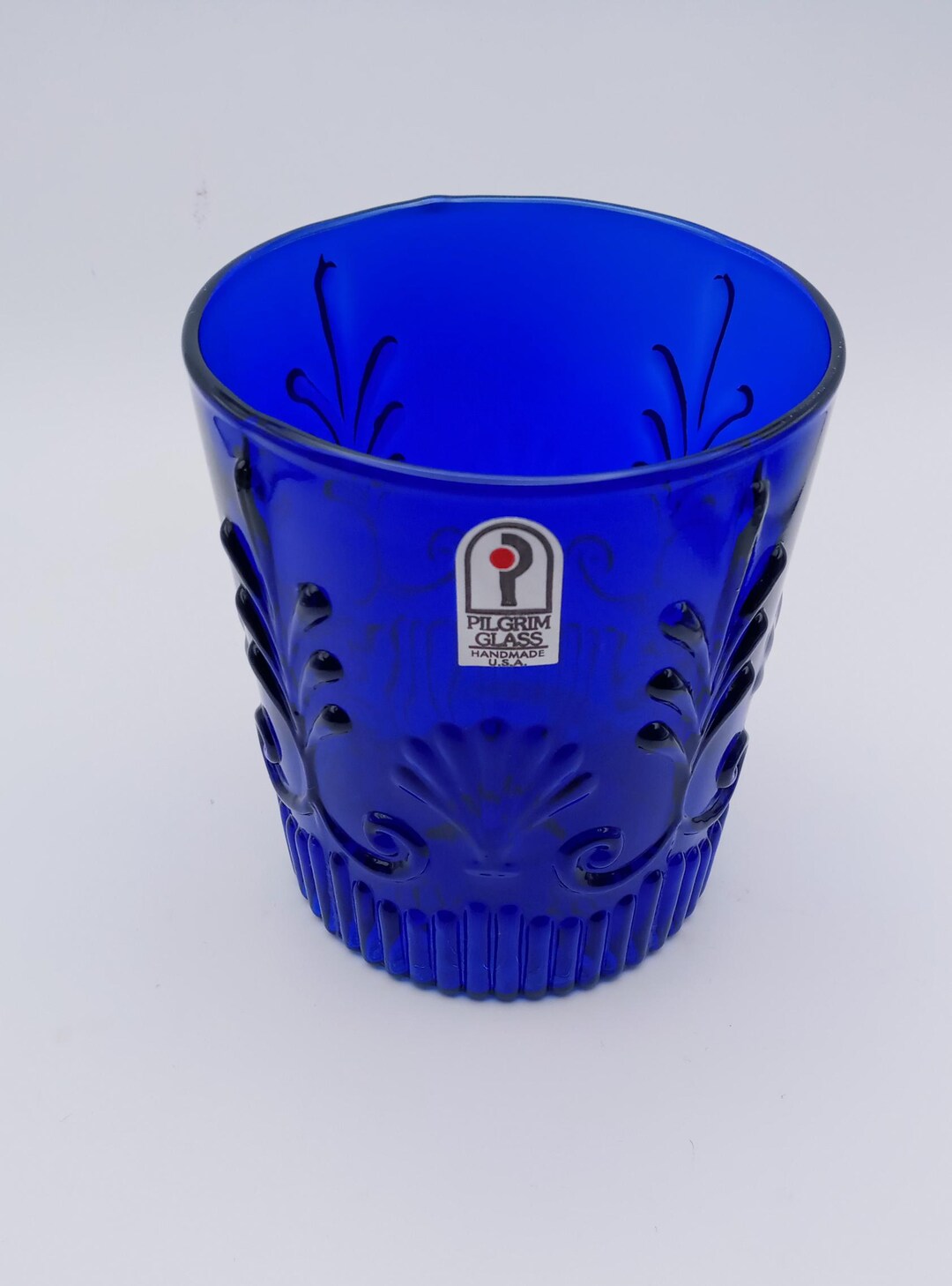 Cobalt Blue, Pilgrim Glass, Flat Bottom Large Old Fashion Glass in the ...