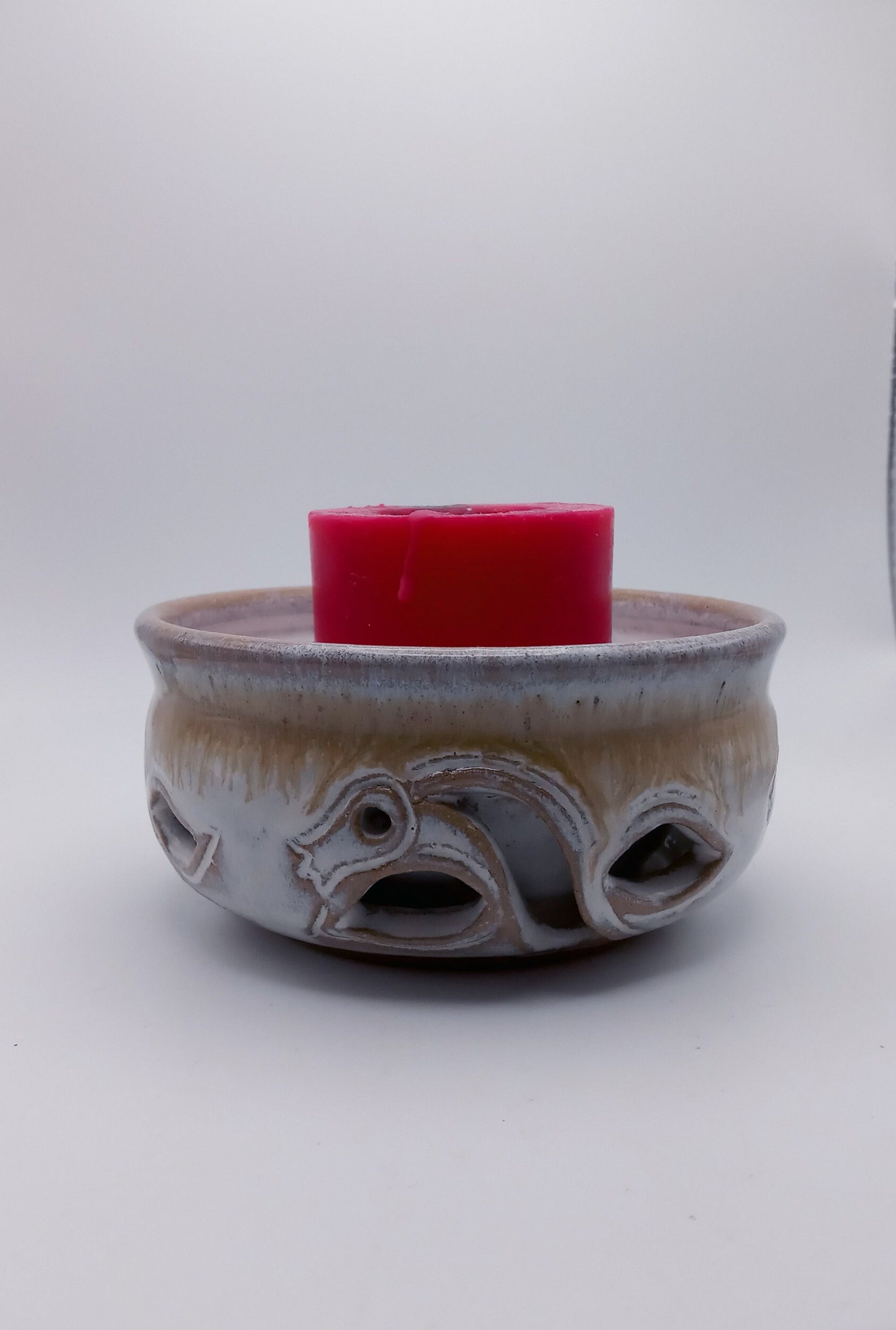 Cut Out Tulip Pattern, Studio Pottery, Candle Holders, Signed B ...