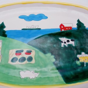 Hand Painted Platter by Randi Johnson, Seattle Artist, Whimsical Farm ...