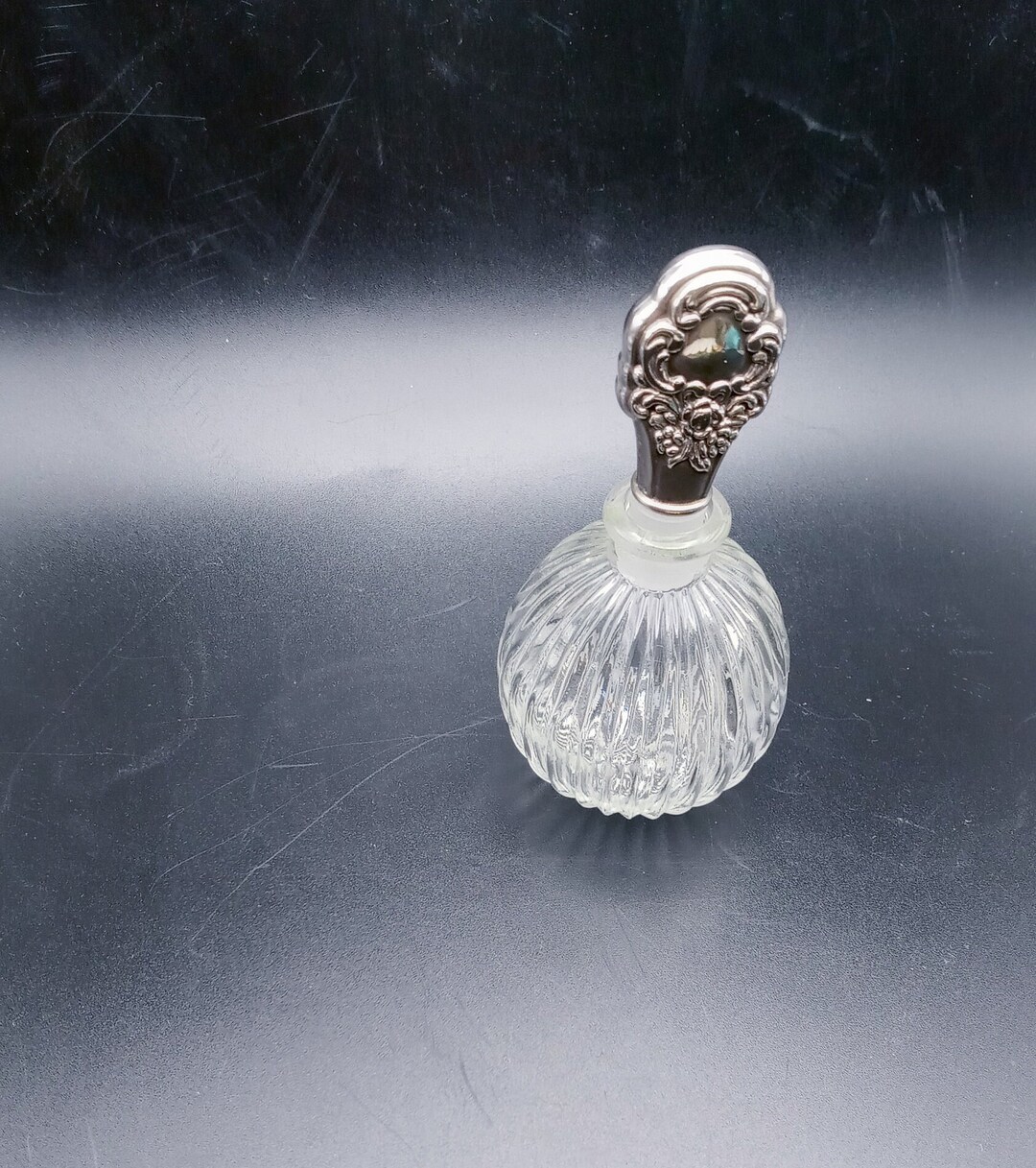 Vintage Ribbed Glass Perfume Bottle With Silver Plated Stopper - Etsy