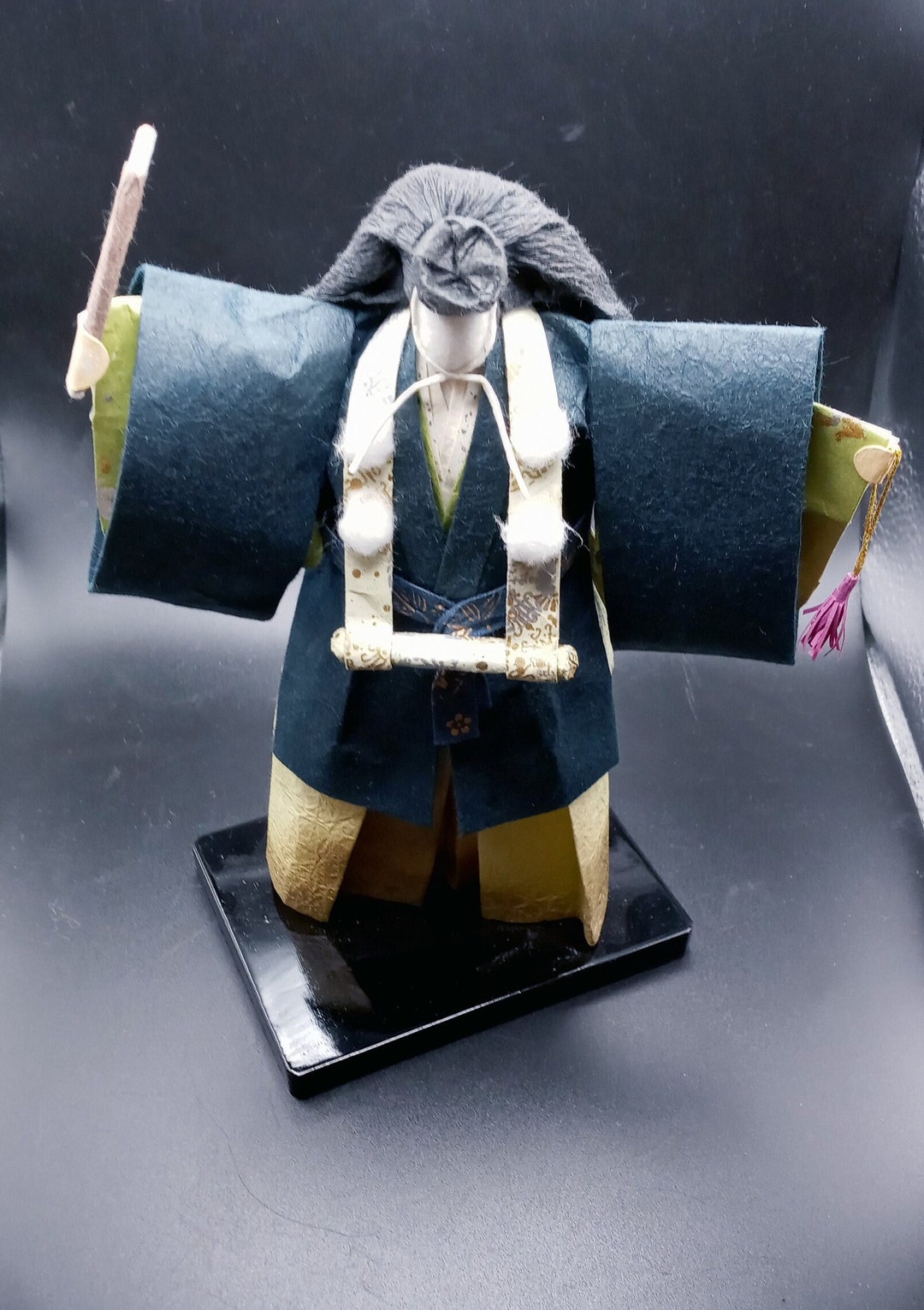 Washi Ningyo, Male Montsuki Doll, Japanese Origami Paper Doll on Stand ...
