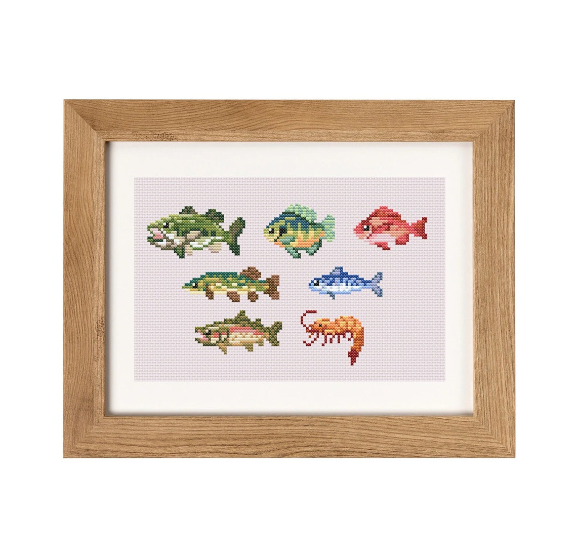 Fish Sprite Icons - Simple Cross Stitch Pattern PDF Download | Homemade ...