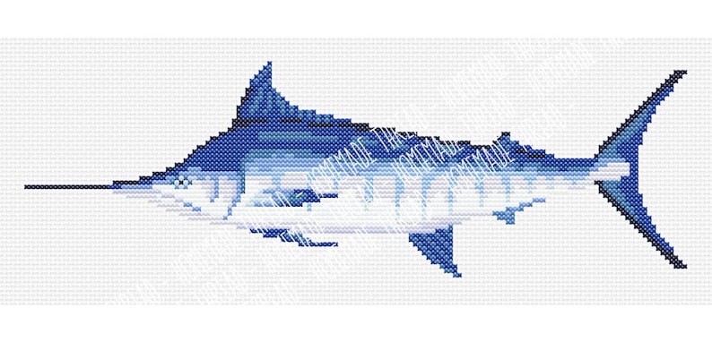 Blue Marlin Fish Cross Stitch Pattern PDF Download | Homemade Thread - Etsy