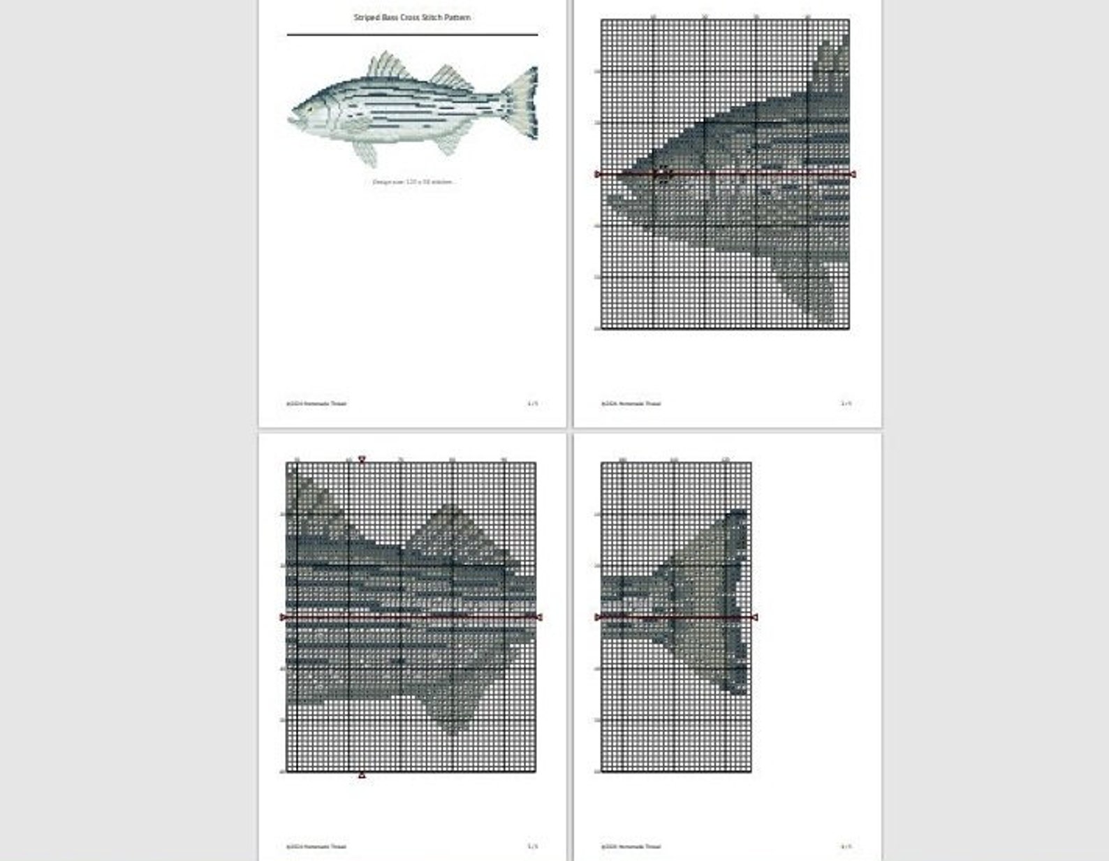 Striped Bass Fish Cross Stitch Pattern PDF Download | Homemade Thread ...