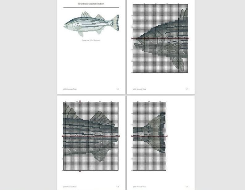 Striped Bass Fish Cross Stitch Pattern PDF Download | Homemade Thread ...