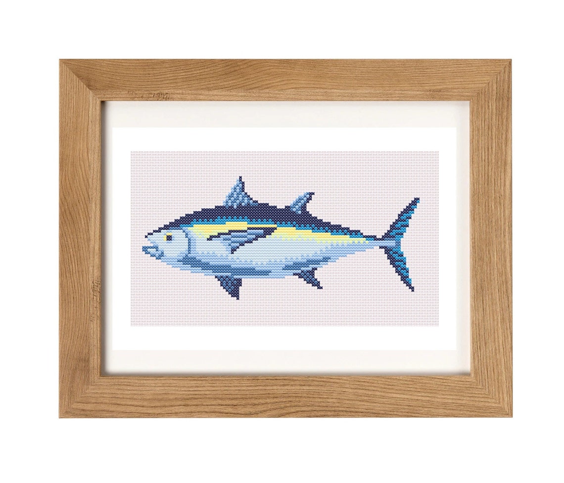 Tuna Fish Cross Stitch Pattern - PDF Download Pattern for 7" Hoop - Etsy