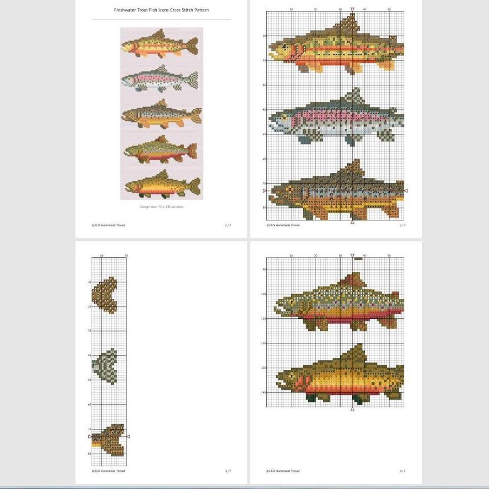 Freshwater Trout Fish Icons Cross Stitch Pattern PDF Download ...