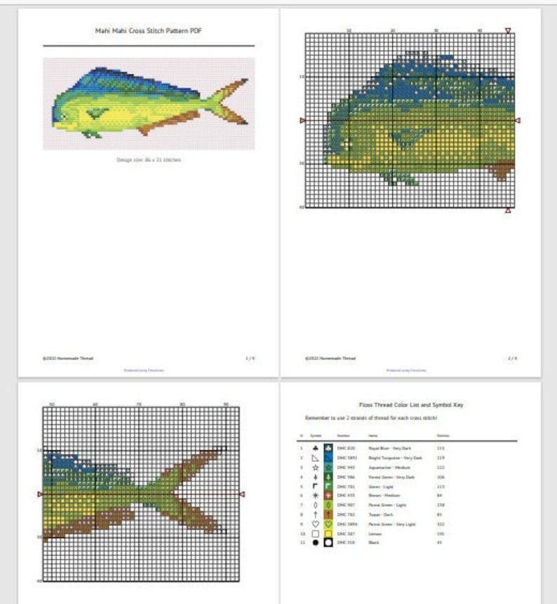 Mahi Mahi Fish Cross Stitch Pattern PDF Download | Homemade Thread - Etsy