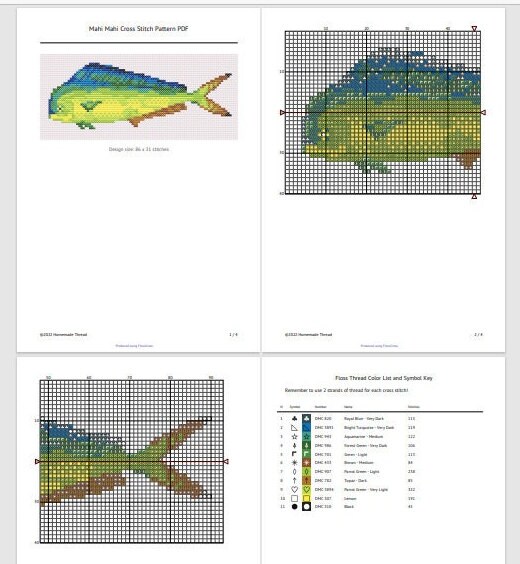 Mahi Mahi Fish Cross Stitch Pattern PDF Download | Homemade Thread - Etsy