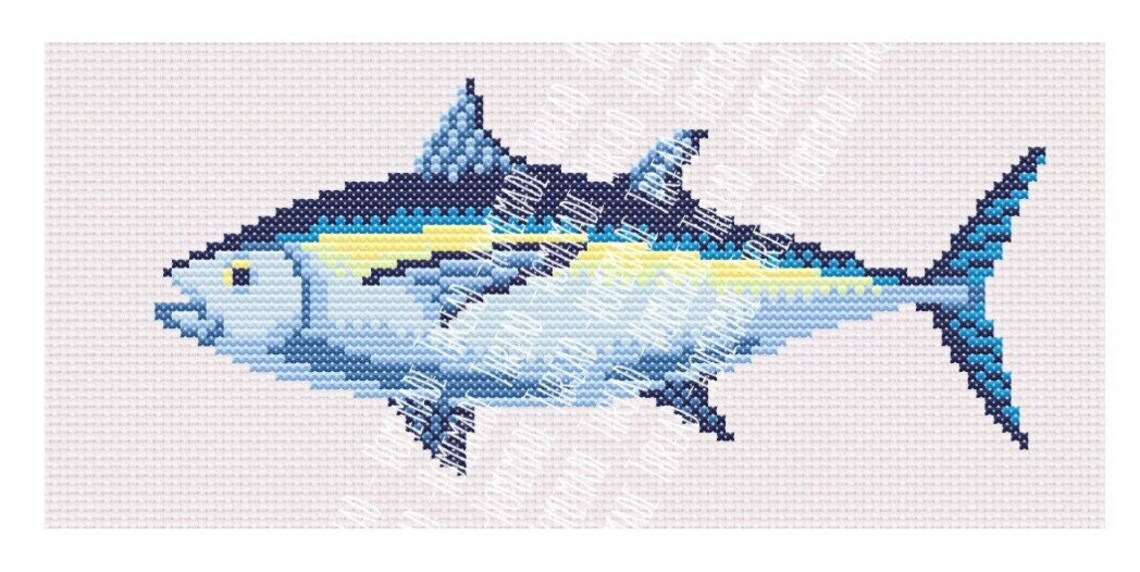 Tuna Fish Cross Stitch Pattern - PDF Download Pattern for 7" Hoop - Etsy