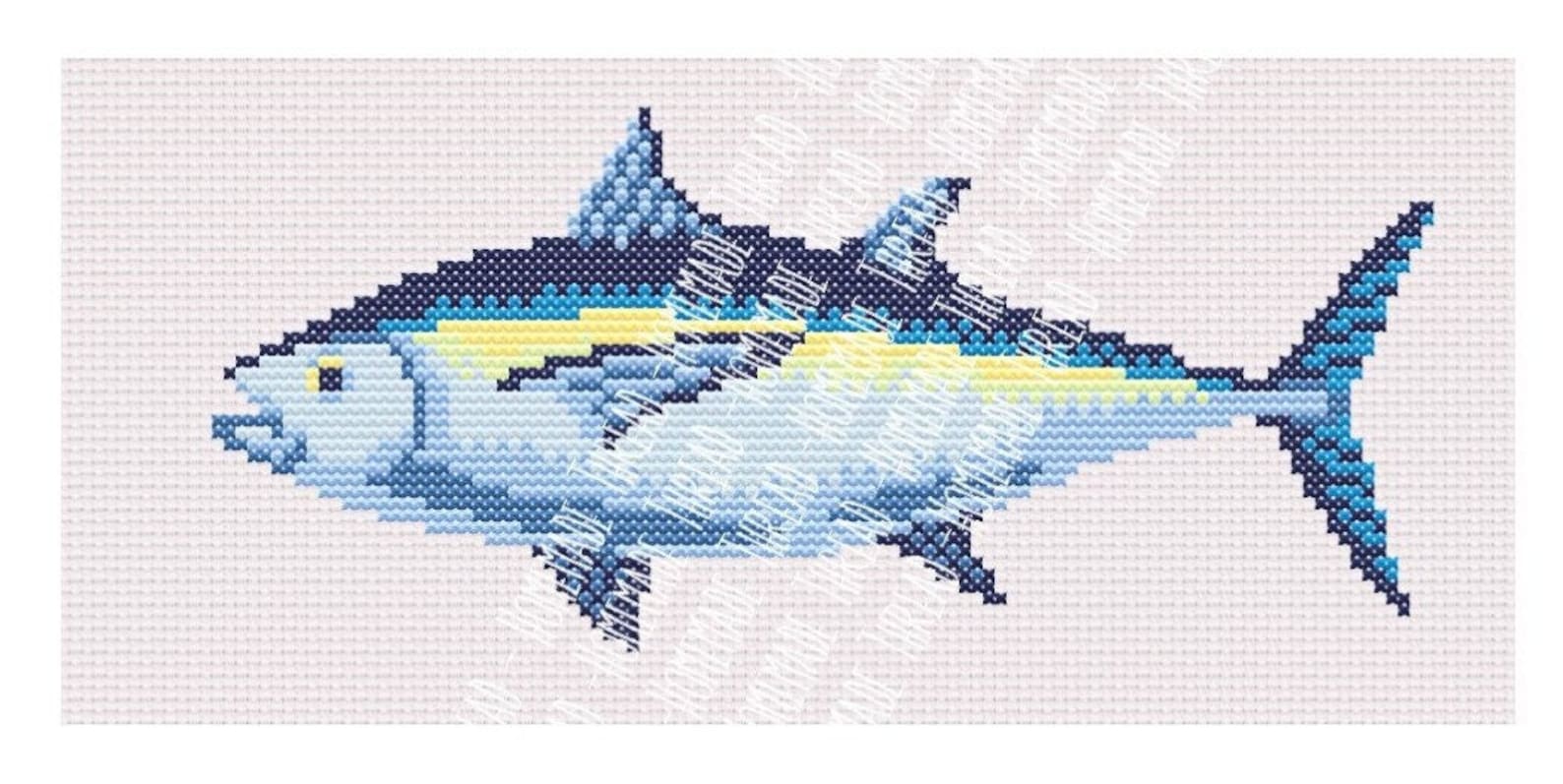Tuna Fish Cross Stitch Pattern - PDF Download Pattern for 7" Hoop - Etsy