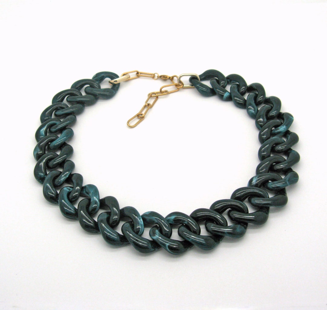 Petrol Green Giant Plastic Tank Chain, Statement Link Chain, Oversized ...