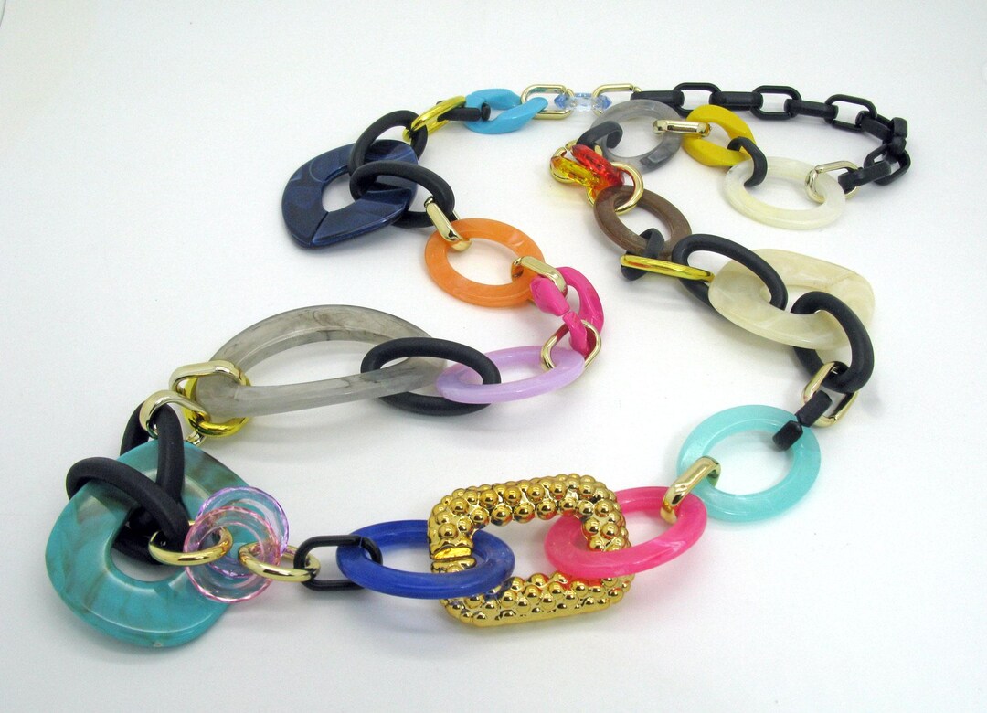 Long Colorful Acrylic Link Chain, Oversized, Super Chunky Chunky Knit ...