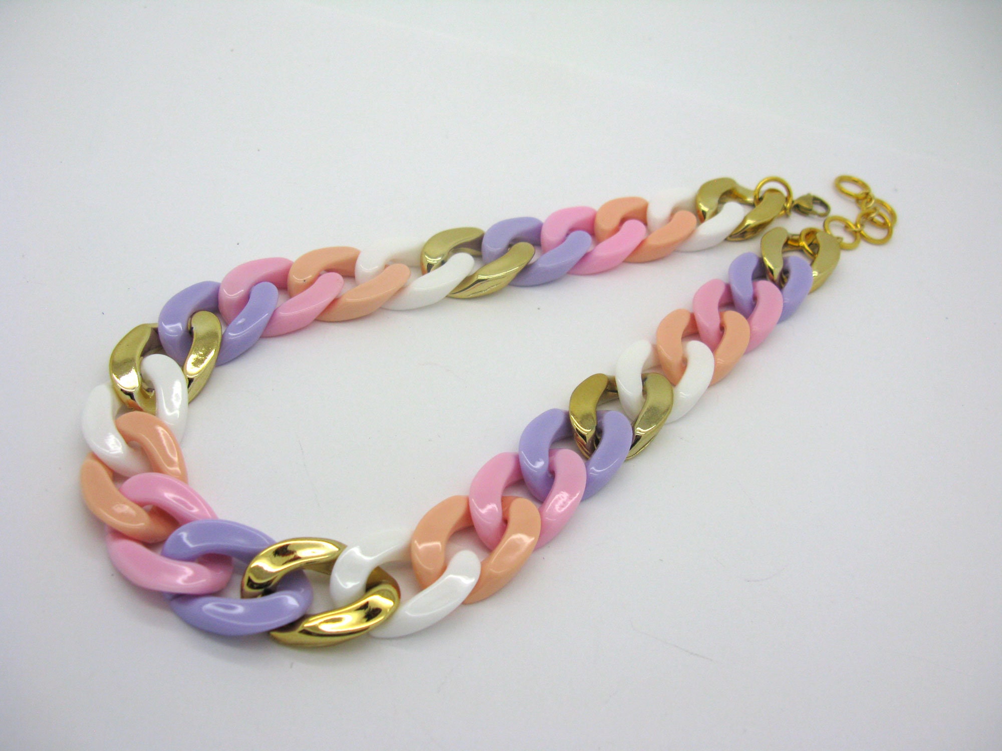 Pastel Pink Gold Giant Plastic Curb Chain, Statement Link Chain ...